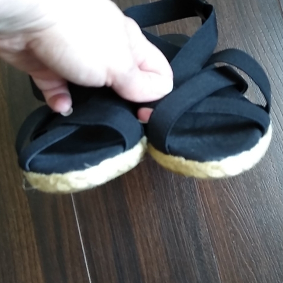 Chaps | Shoes | Chaps Black Wedge Sandals | Poshmark